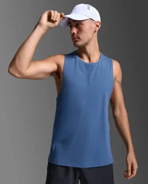 2xu Motion Cotton Flex Tank - Indigo/indigo