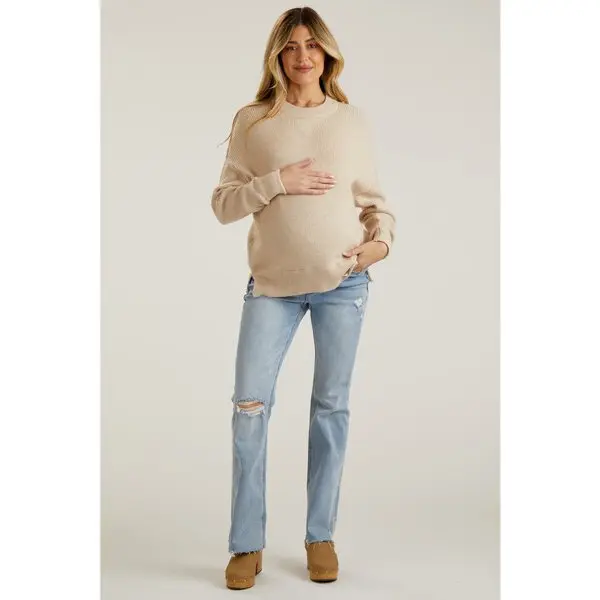 PINKBLUSH Distressed Bootcut Maternity Jeans - Blue