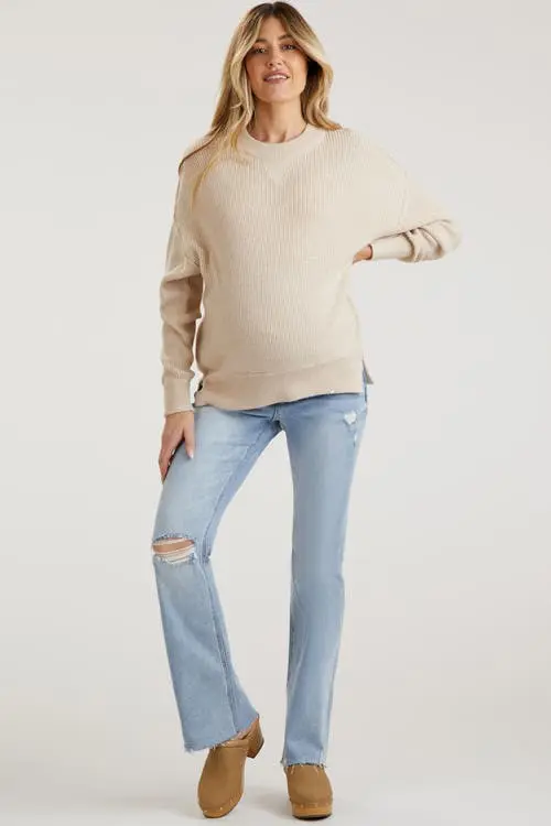 PINKBLUSH Distressed Bootcut Maternity Jeans - Blue