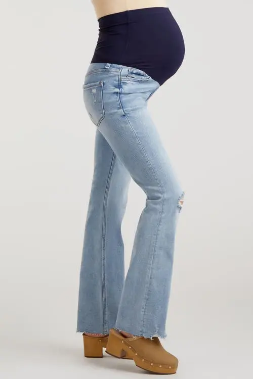 PINKBLUSH Distressed Bootcut Maternity Jeans - Blue