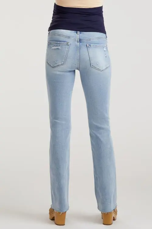 PINKBLUSH Distressed Bootcut Maternity Jeans - Blue