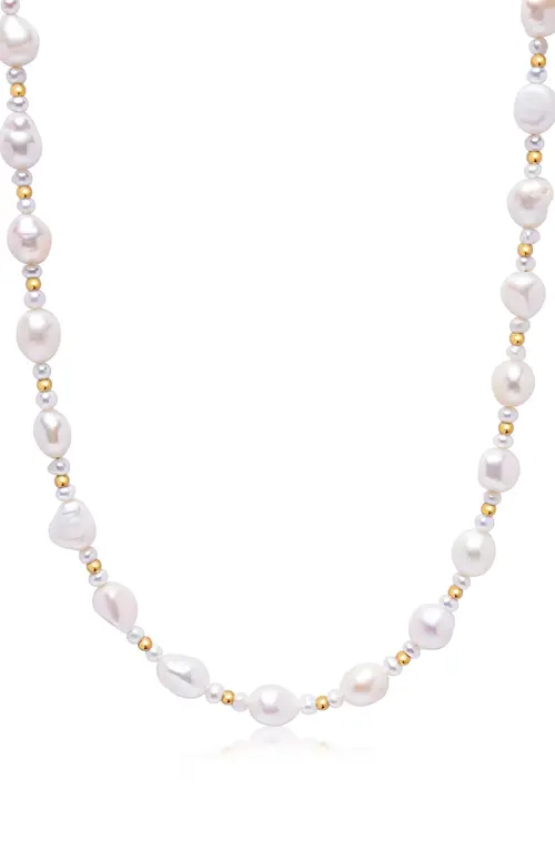NIALAYA Maui Pearl Choker - White Pearls/gold