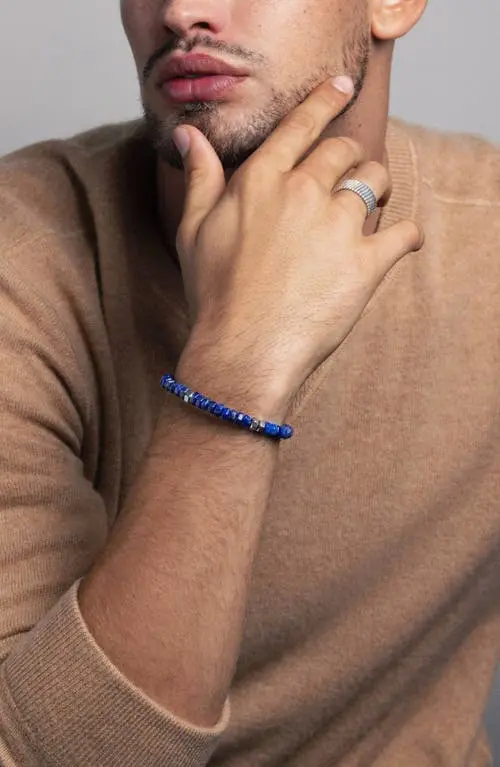 NIALAYA JEWELRY Hexagon Beaded Bracelet - Blue Lapis