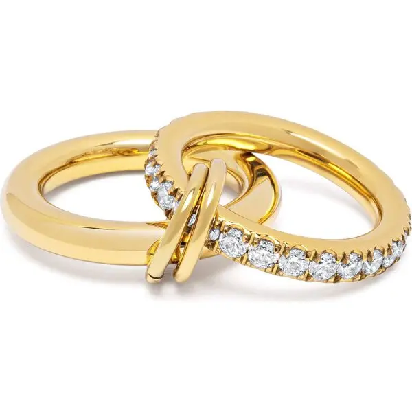 NIALAYA Double Hoop Cz Stones Ring - Gold