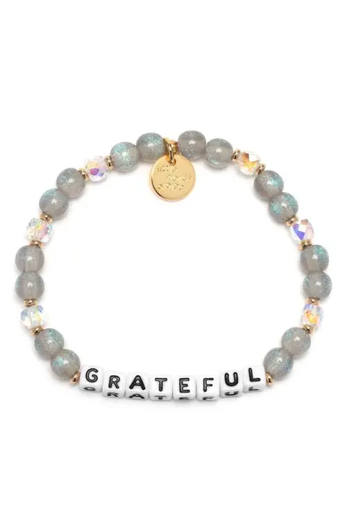LITTLE WORDS PROJECT Grateful Beaded Stretch Bracelet - White