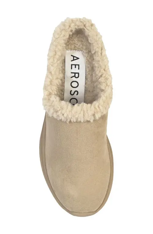 Aerosoles Flory Faux Shearling Slipper - Stone Suede Shearling