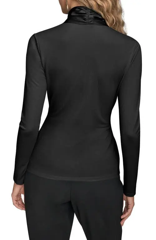 Donna Karan New York Wrap Front Long Sleeve Top - Black