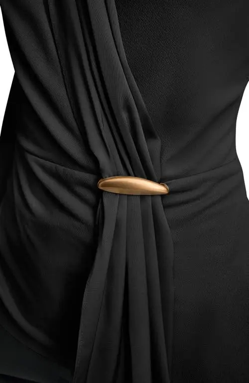 Donna Karan New York Wrap Front Long Sleeve Top - Black