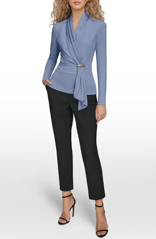 Donna Karan New York Wrap Front Long Sleeve Top - Tempest