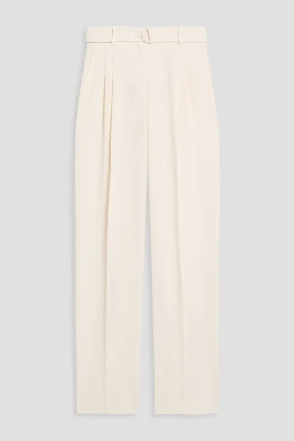 Max Mara Latina Belted Crepe Straight-leg Pants - Cream