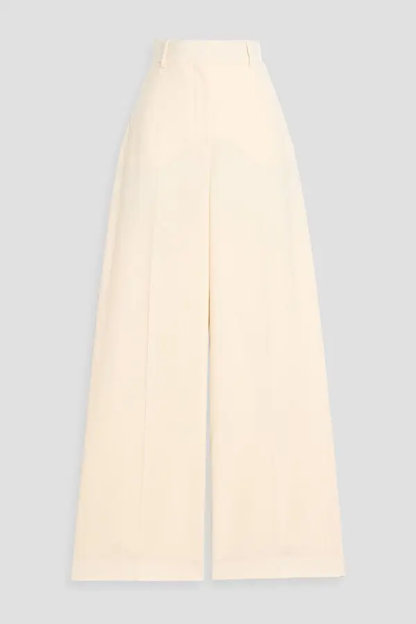 Max Mara Verdun Wide-leg Wool-crepe Pants - Ecru