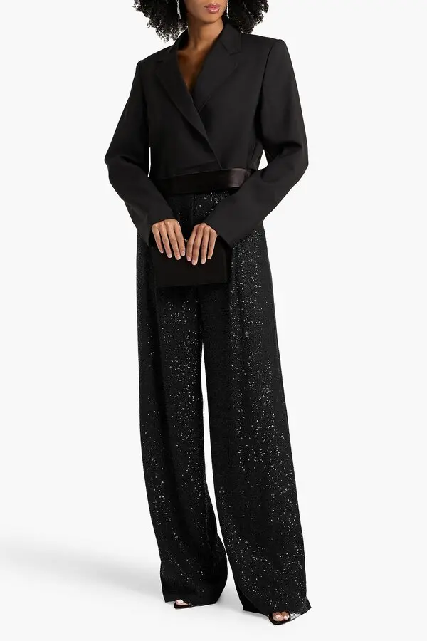 Max Mara Navigli Sequin-embellished Bouclé Wide-leg Pants