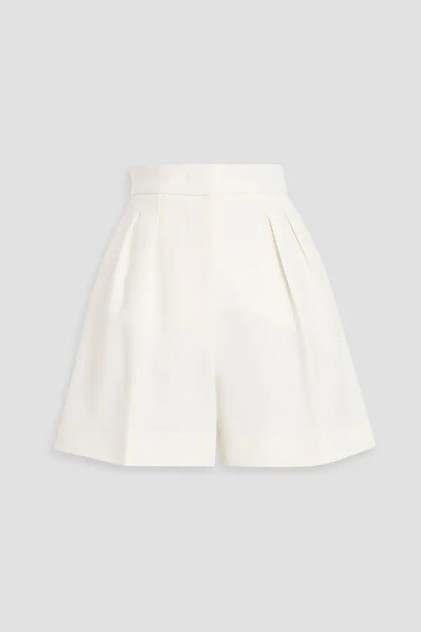 Max Mara Giugno Grain De Poudre Wool-blend Shorts - Ivory