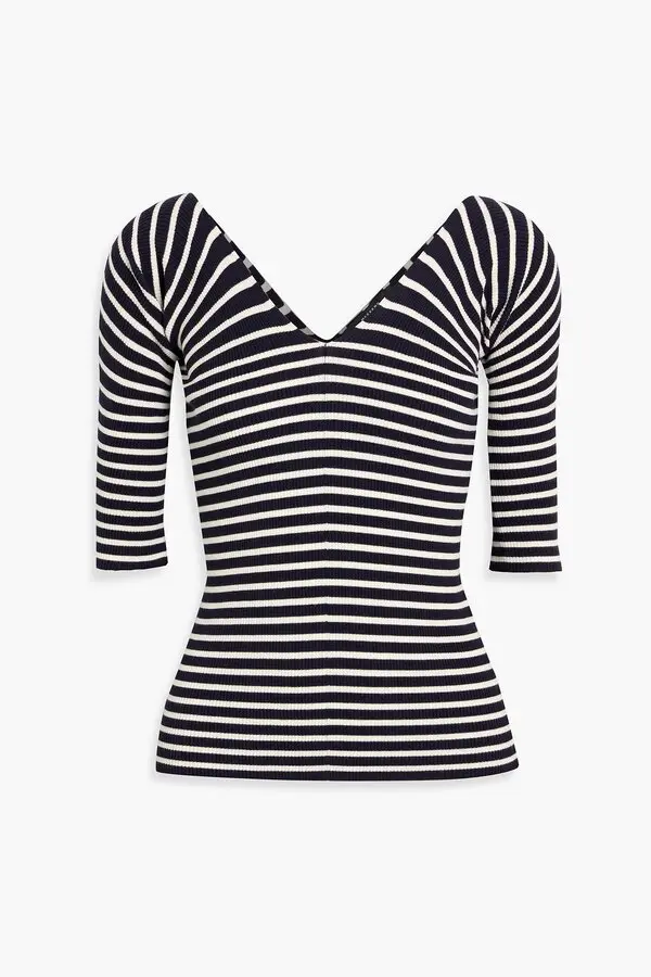 Max Mara Oceano Striped Ribbed-knit Sweater
