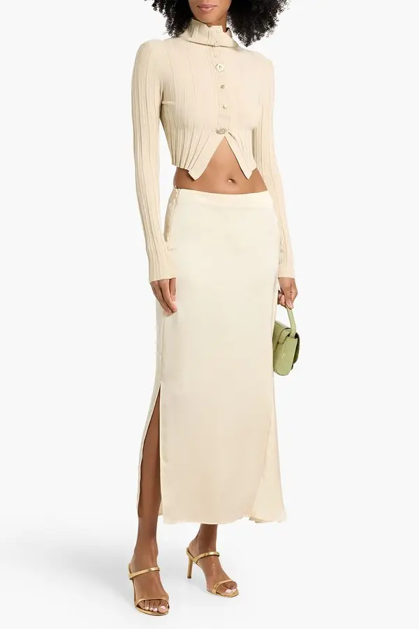 Max Mara Aia Satin Midi Skirt - Cream