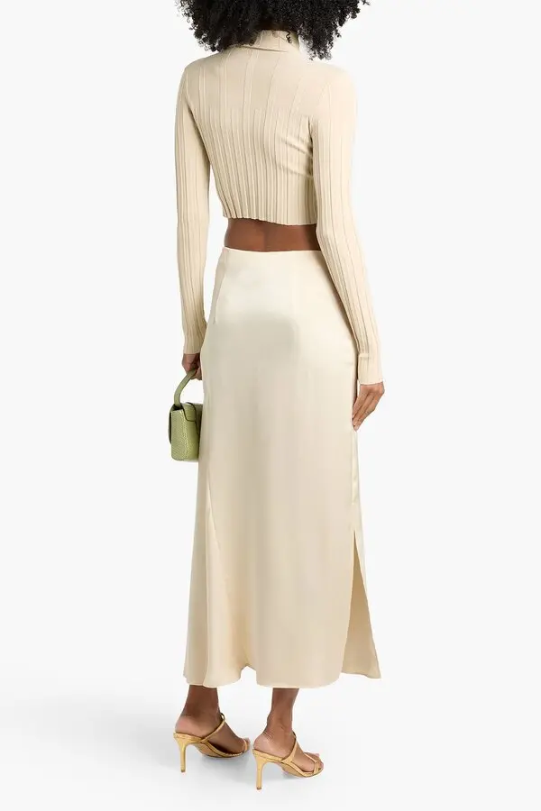 Max Mara Aia Satin Midi Skirt - Cream