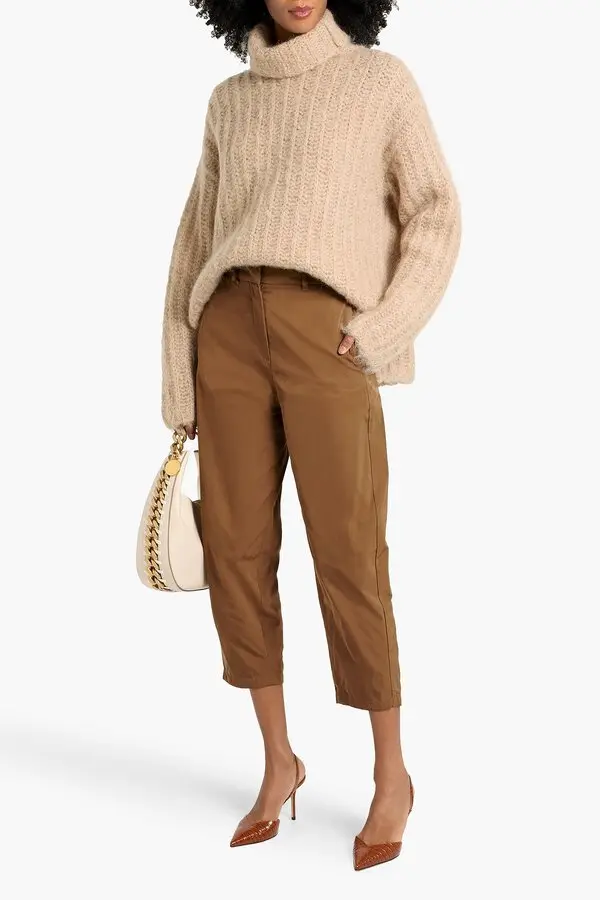 Max Mara Candore Cropped Tapered Twill Pants - Brown