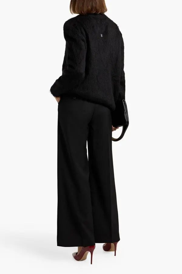 Max Mara Visivo Wool-crepe Wide-leg Pants - Black
