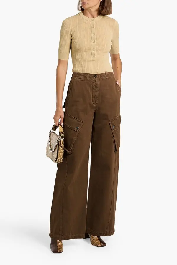Max Mara Elvy Cotton-twill Wide-leg Cargo Pants