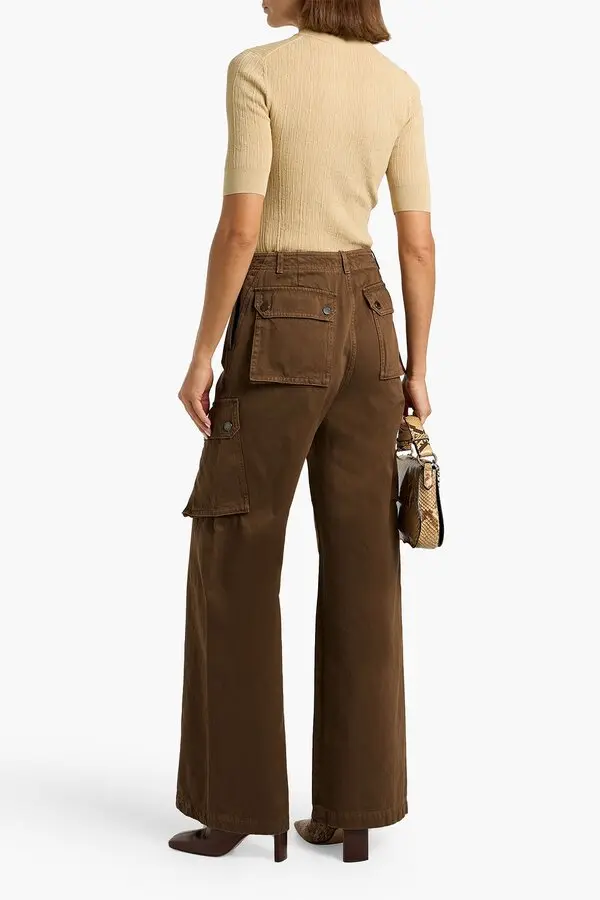 Max Mara Elvy Cotton-twill Wide-leg Cargo Pants