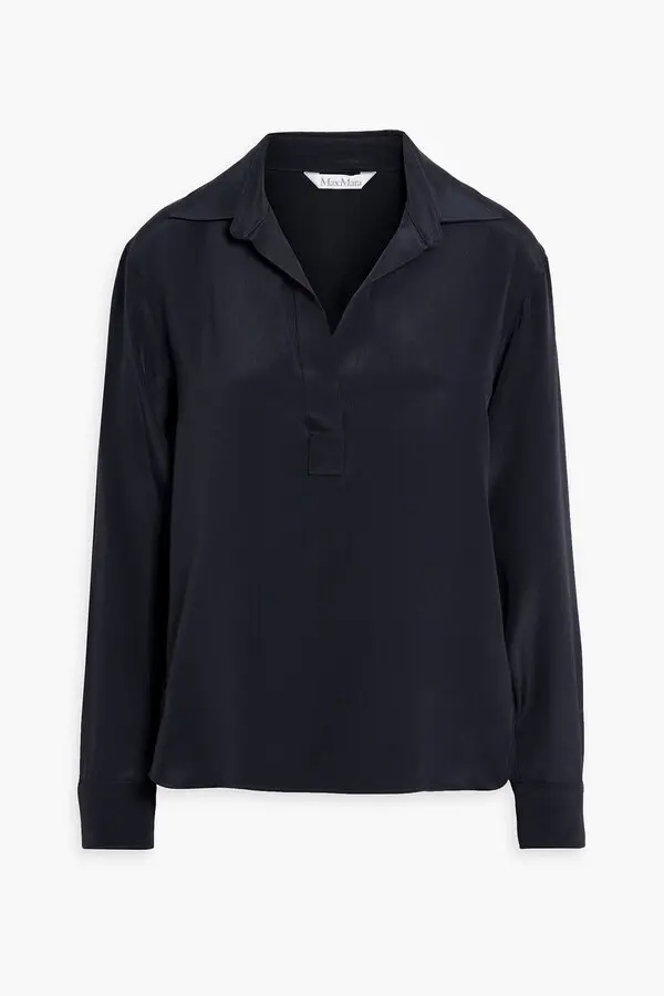 Max Mara Zanzero Silk Crepe De Chine Blouse - Midnight Blue