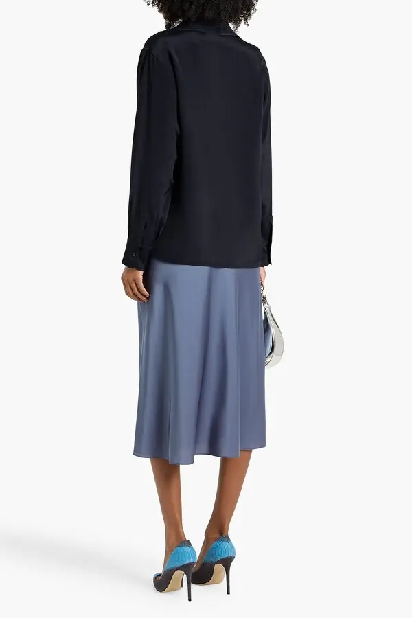 Max Mara Zanzero Silk Crepe De Chine Blouse - Midnight Blue