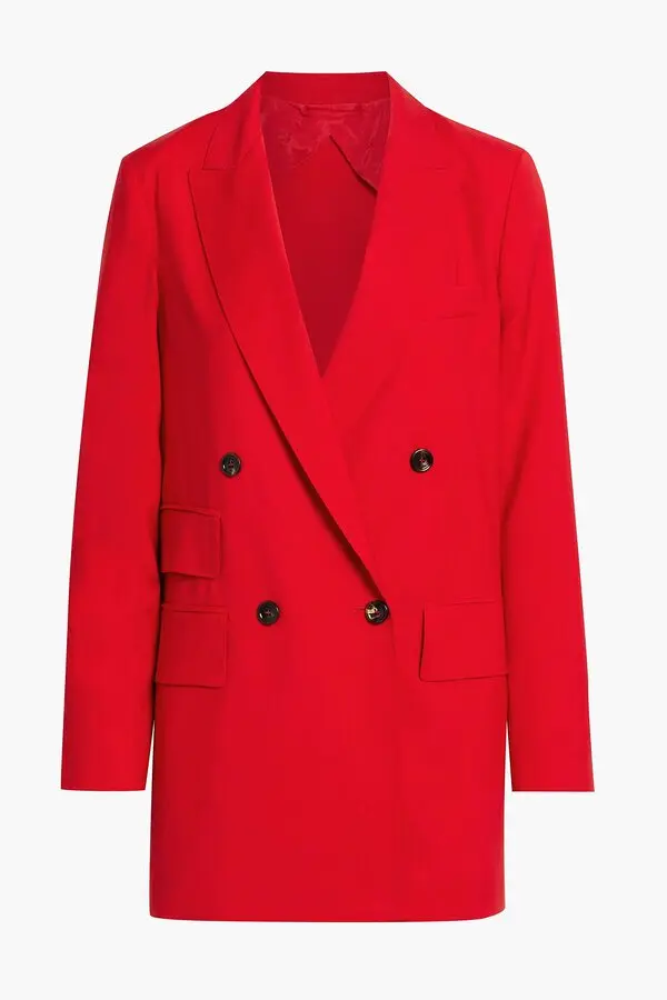 Max Mara Nebbie Double-breasted Wool-crepe Blazer - Red