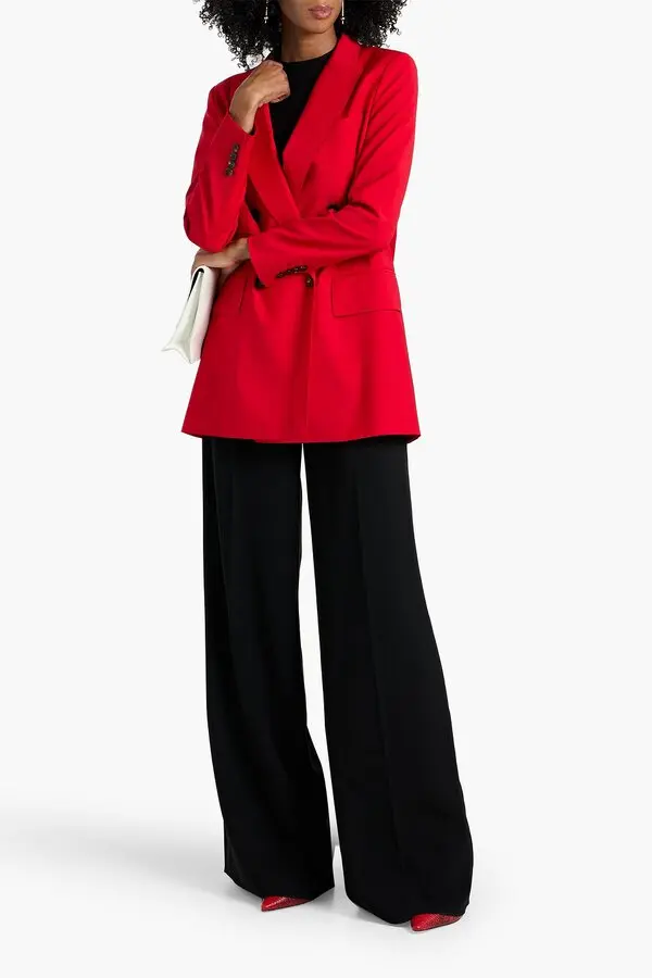 Max Mara Nebbie Double-breasted Wool-crepe Blazer - Red