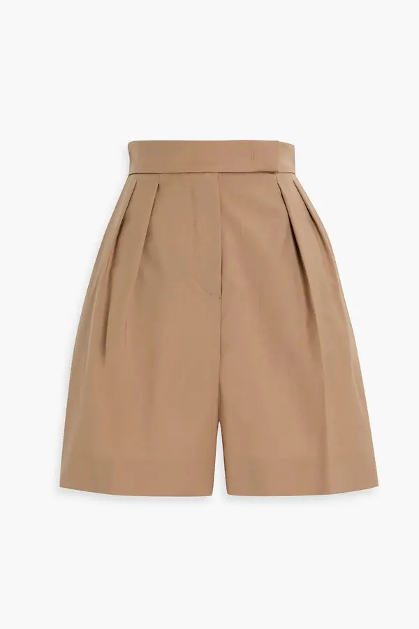 Max Mara Jessica Pleated Wool-crepe Shorts - Camel