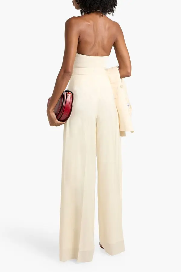 Max Mara Piombo Wool-crepe Wide-leg Pants - Cream
