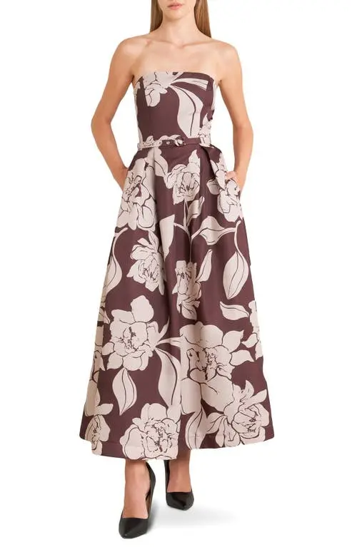 FREEMARKET Printed Strapless Midi Dress