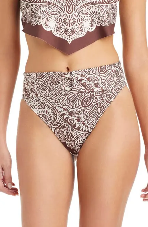 Sanctuary Printed High-waist Bikini Bottom - Espresso