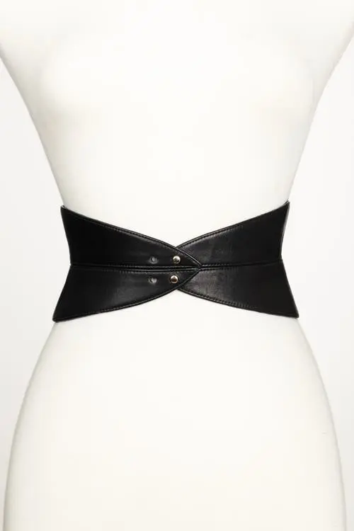RAINA BELTS Corset Leather Belt - Black