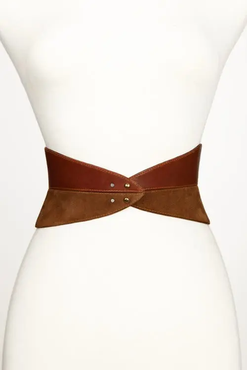 RAINA BELTS Corset Leather Belt - Cognac