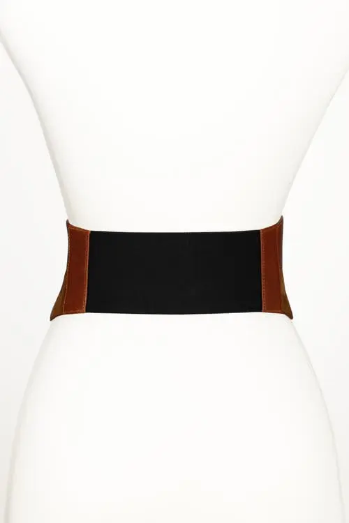 RAINA BELTS Corset Leather Belt - Cognac