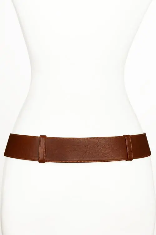 RAINA BELTS Dragon Buckle Leather Belt - Cognac