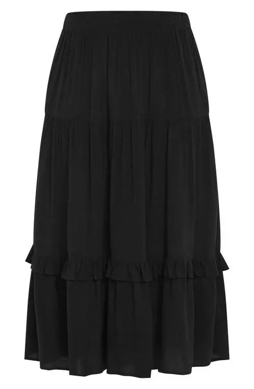 City Chic Avianna Tiered Maxi Skirt - Black
