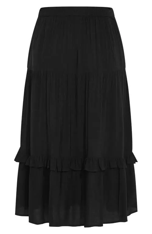 City Chic Avianna Tiered Maxi Skirt - Black
