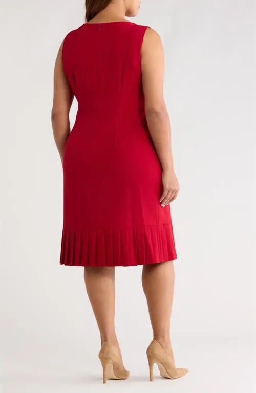 KASPER Pleated Sleeveless Sheath Dress