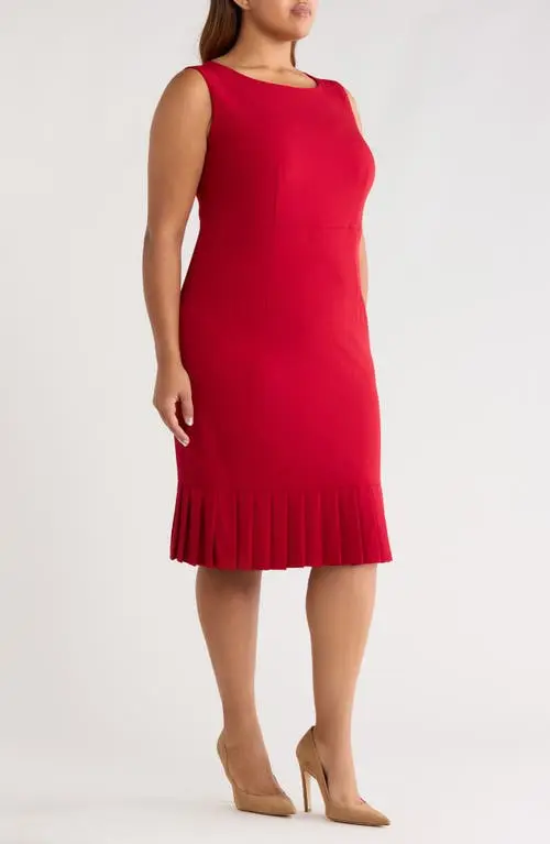 KASPER Pleated Sleeveless Sheath Dress