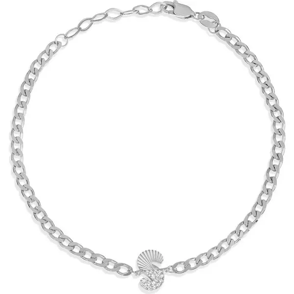 SHYMI Half Pavé & Half Fluted Initial Pendant Bracelet - Silver