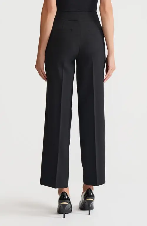 KASPER Button Tab Wide Leg Pants - Black