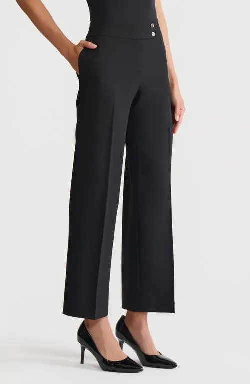 KASPER Button Tab Wide Leg Pants