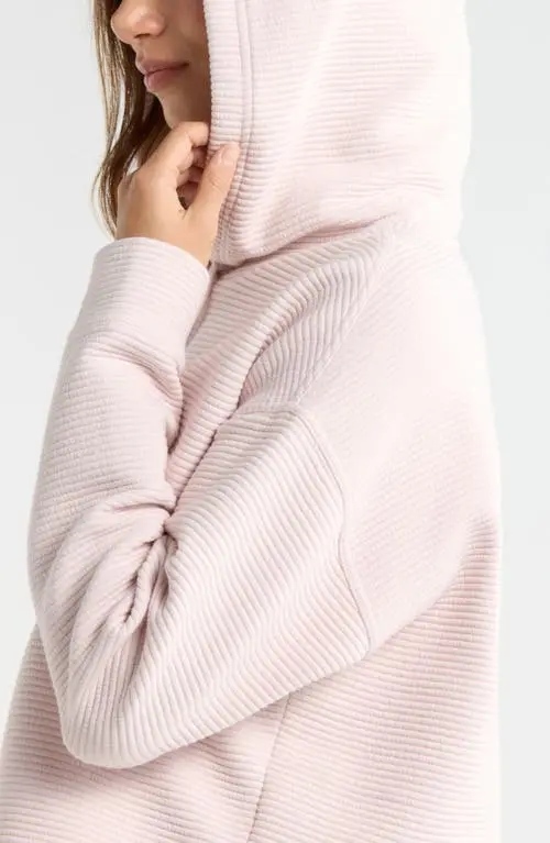 Zella Cotton-blend Ribbed Hoodie - Pink Hush