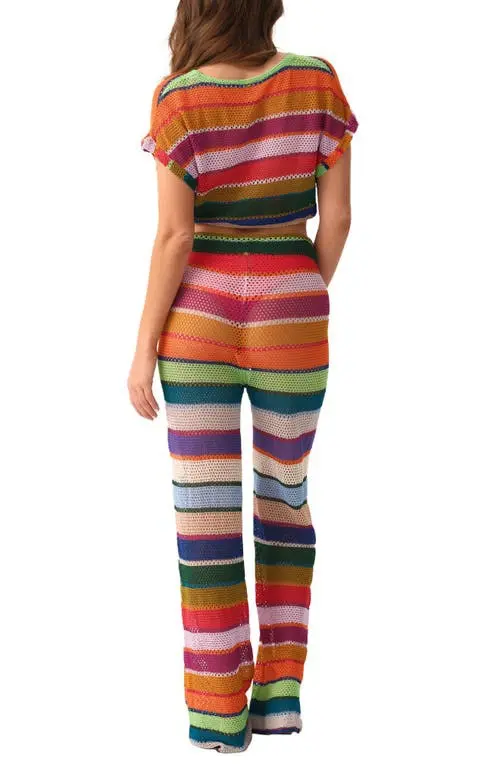 PQ SWIM Renee Stripe Sheer Crop Cover-up Top - Calypso