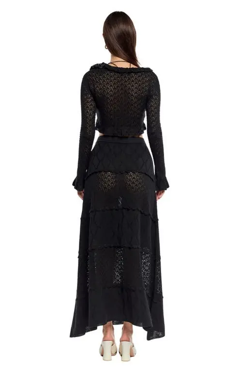 CAPITTANA Addie Openwork Crochet Crop Cover-up Top