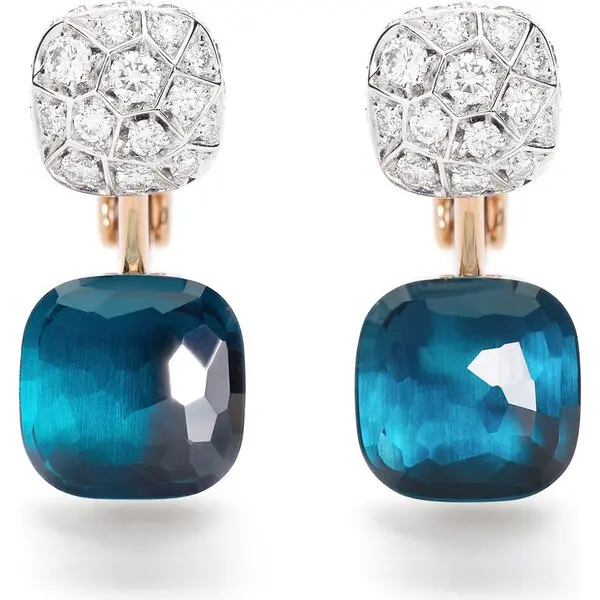 Pomellato Nudo Drop Earrings - London Blue Topaz/white Dia
