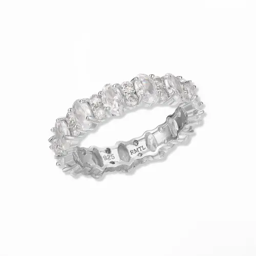 RACHELMENT Sterling Oval And Round Stone Ring - Silver