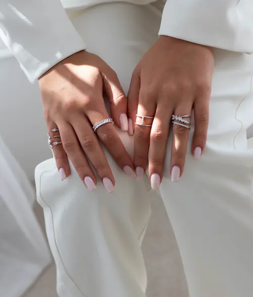 RACHELMENT Elisa Square Eternity Band With Cubic Zirconia In Sterling - Silver