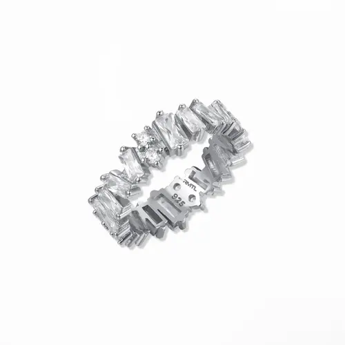 RACHELMENT Everly Ring With Round And Baguette Cubic Zirconia - Silver